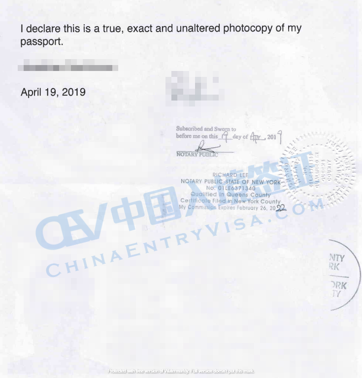 How To Notarize Passport Copy For Use In China Chinese Visa Service 